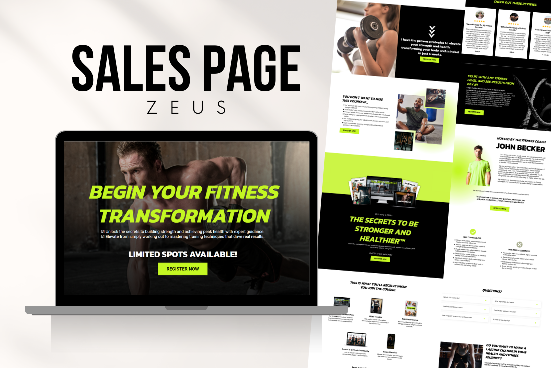 Zeus - Fitness Coach Sales Page – Kajabi Templates