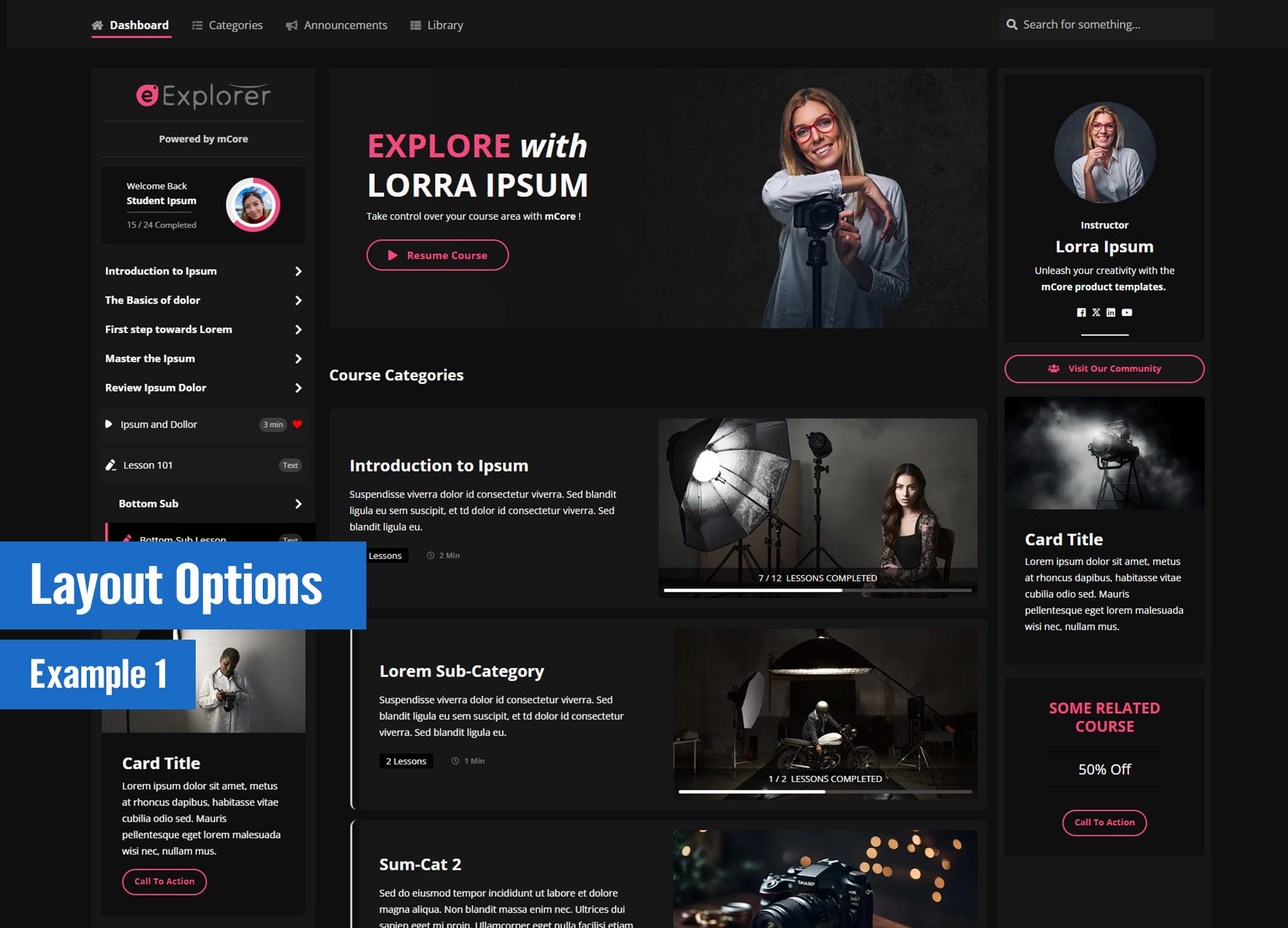 Explorer Dark mCore Product Theme – Kajabi Templates
