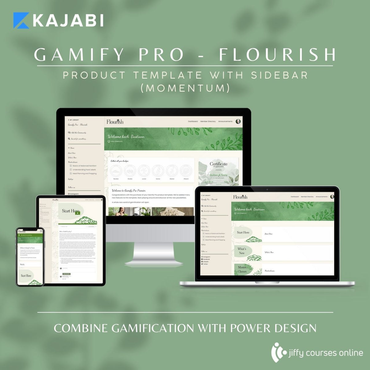 Flourish - Gamify Pro with Sidebar – Kajabi Templates