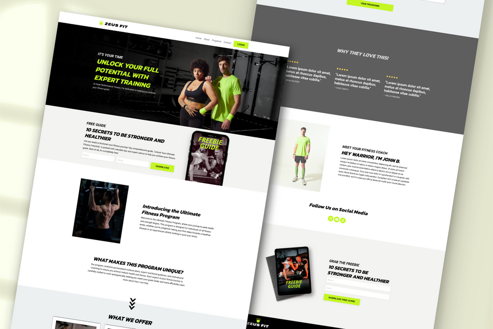 Zeus - Fitness Coach Website Template – Kajabi Templates