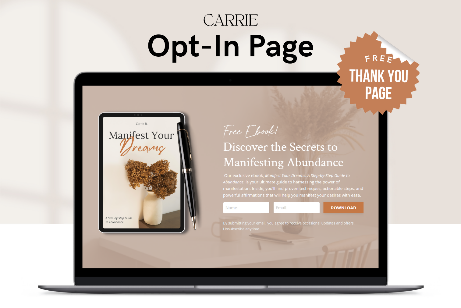 Carrie - Freebie Lead Magnet Kit (2 Pages) – Kajabi Templates