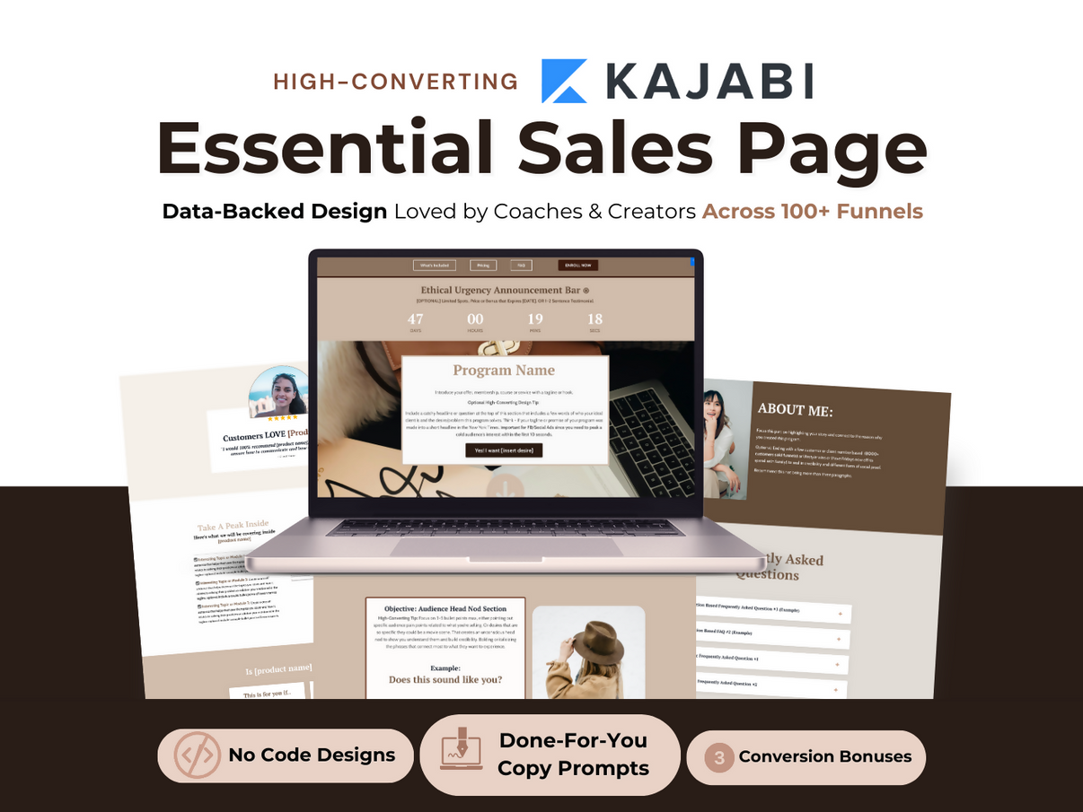 The Conversion-Focused Sales Page - Beige – Kajabi Templates