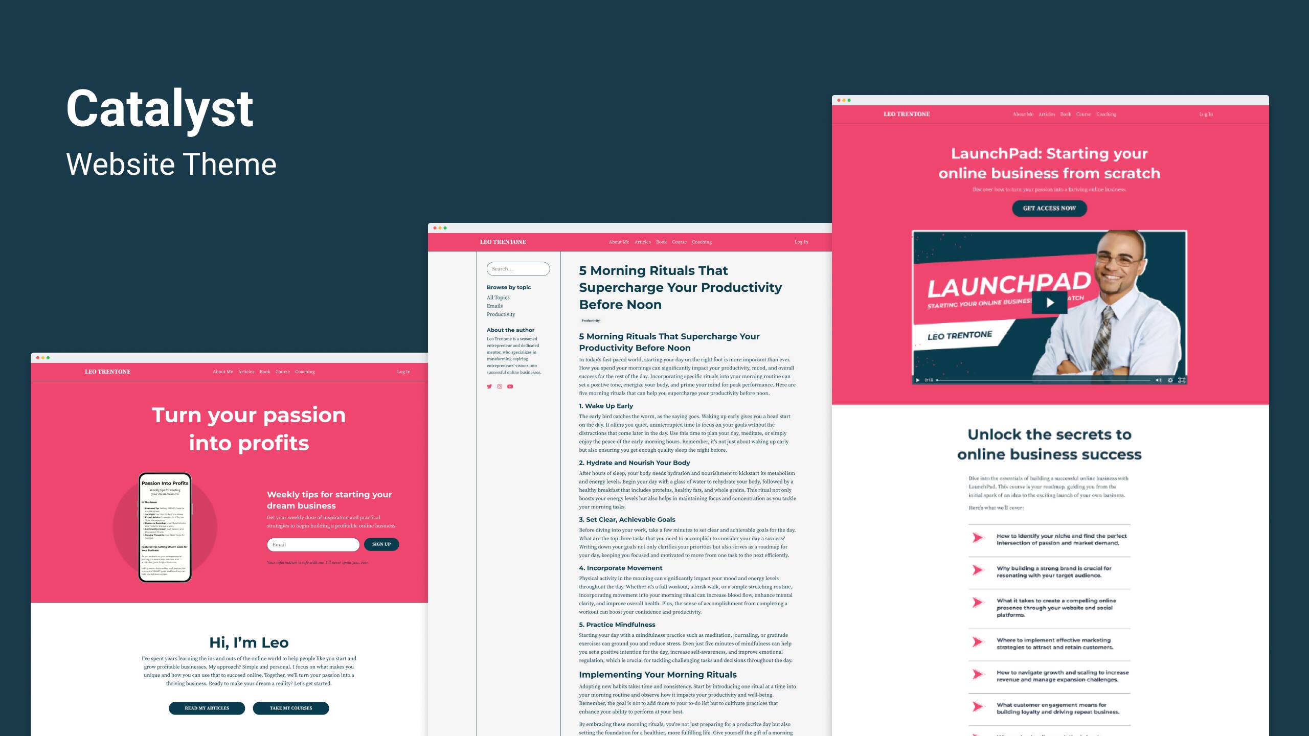 Catalyst Website Theme (26 Pages) – Kajabi Templates