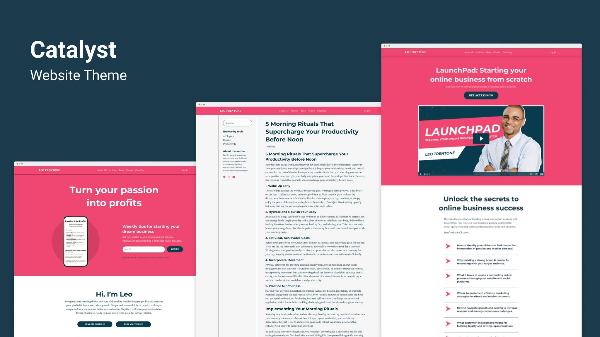 Catalyst Website Theme (26 Pages) – Kajabi Templates